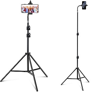 Tall Tripod for iPhone Pixel 6.67ft/80inch Tripod Phone Video Cell Stand Photography Rotatable Live Video Stand Compatible with and Most Mobile Phones（ Tripod + Gooseneck+ Phone Clip+ Carry Bag）