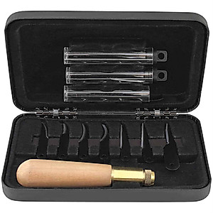 Uncle Henry 22UH Deluxe Wood Carving Kit with 10 Interchangeable High Carbon S.S. Blades, Secure 3-Way Brass Attachment System, Detail Knife Tool for Wood Carving, Marking, Whittling, and Woodworking