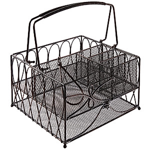 Gourmet Basics by Mikasa Loop Picnic Plate Napkin and Flatware Storage Caddy, Large, Antique Black