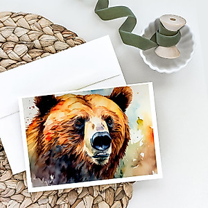 Caroline's Treasures DAC2929GCA7P Grizzly Bear Greeting Cards Pack of 8 Blank Cards with Envelopes Whimsical A7 Size 5x7 Blank Note Cards