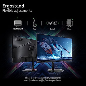 acer Nitro 27" WQHD 2560 x 1440 PC Gaming IPS Monitor | AMD FreeSync Premium | Up to 180Hz Refresh | Up to 0.5ms | DCI-P3 95% | 1 x Display Port 1.2 & 2 x HDMI 2.0 | XV271U M3bmiiprx,Black