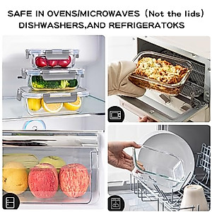 stusgo Glass Food Storage Container Set, Leak Proof Glass Meal Prep Containers Lunch Food Storage with Lids Airtight Storage for Kitchen Organization (grey, 15 pack)