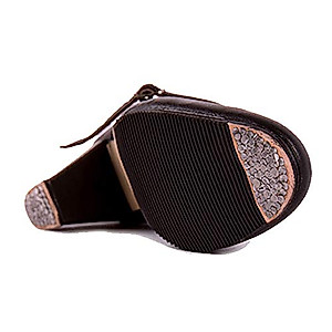 Miguelito 1600 Women's Flamenco Dance Shoes with Nails, Leather, 2.5" Heel, 7 US, 24.5 MX, Black