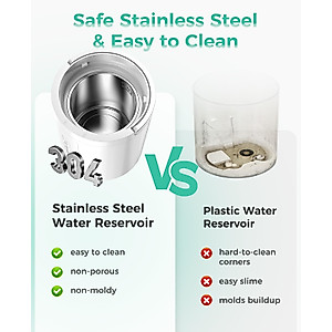 Healthy Warm Mist Humidifiers for Bedroom, 3L/100oz Stainless Steel Humidifier Easy Clean, Steam Humidifier for Living Room, Whisper-Quiet, Filterless and Simple Use