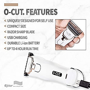 Ritter Hair & Beauty Care Professional Mini Hair Trimmer, balding Clippers, Travel Trimmer, 0mm 1.6" Blade, Powerful 7Watt 2-speeds, Li-ion, Work Corded & Cordless, 4 Hours Run Time (White)