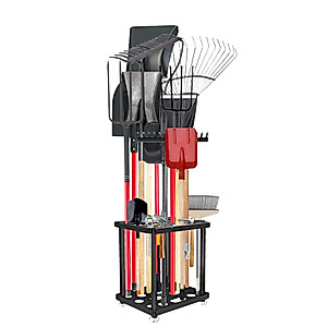 gamtrik Garden Tool Organizer Heavy Duty, Garage Organizers and Storage Hold Tools, Garage Tool Organizer Wall Mount, Yard Tool Organizer for Garage Long Handle Tools, Garden Tools, Shovels, Brooms