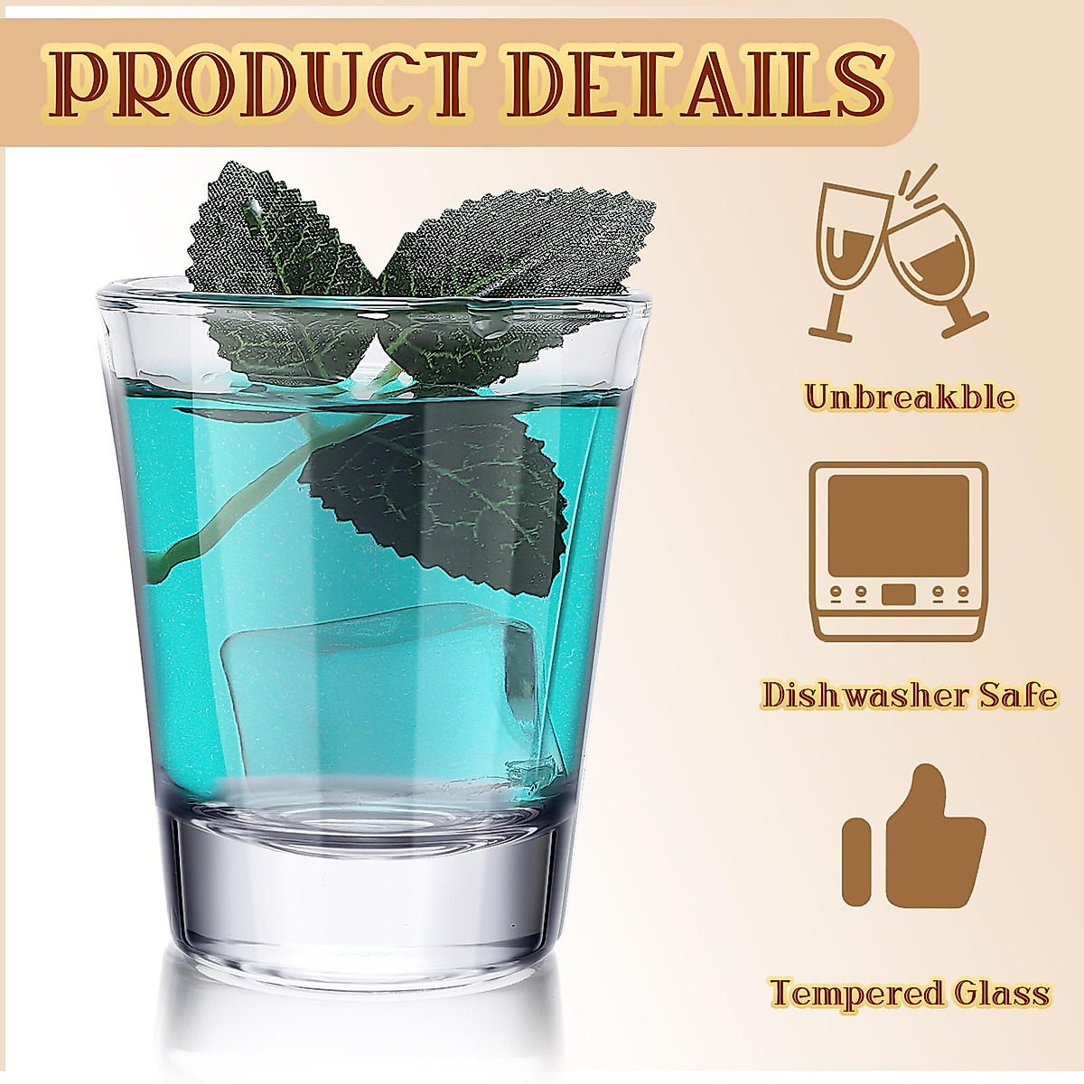 Ziliny 48 Pcs Clear Shot Glasses Set 1.5 oz Shot Glasses Bulk Whiskey Vodka Tequila Espresso Shot Glass Small Clear Shot Glass Cups Set for Bar Restaurants Home