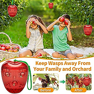 Wasp Trap,Yellow Jacket Trap Wasp Traps Outdoor Hanging,Wasp Repellent Outdoor Carpenter Bee Traps Wasp for Outside, Non-Toxic Reusable Wasp Catcher for Trapping Hornet, Bee, Insects (2 Pack Red)