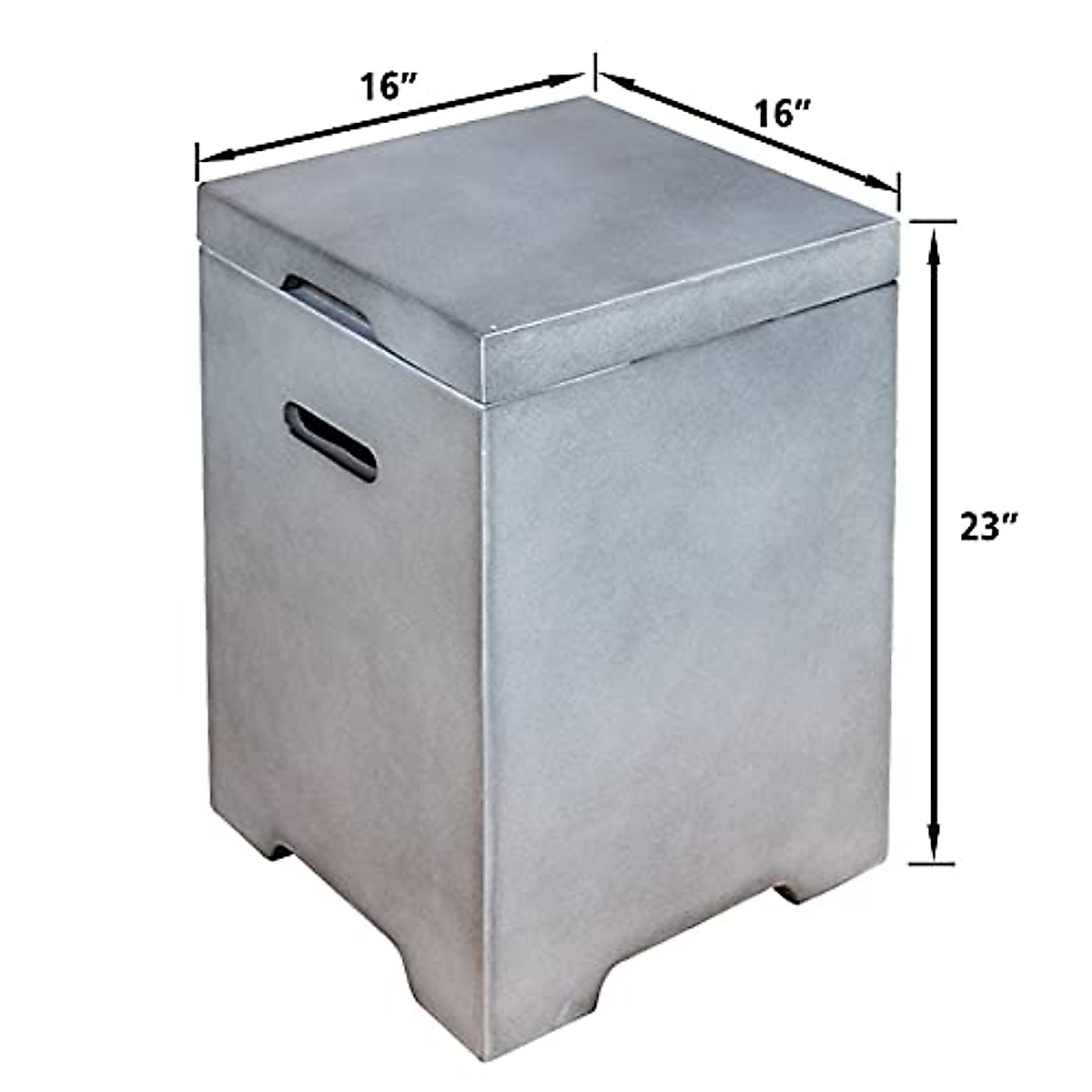 LIMOR Concrete Propane Tank Cover Table with Side Handles, 16" Square Gas Tank Cover Hideaway for 20 lb Propane Tank, Grey Propane Tank Storage Box with Tank Holder for Gas Fire Pits