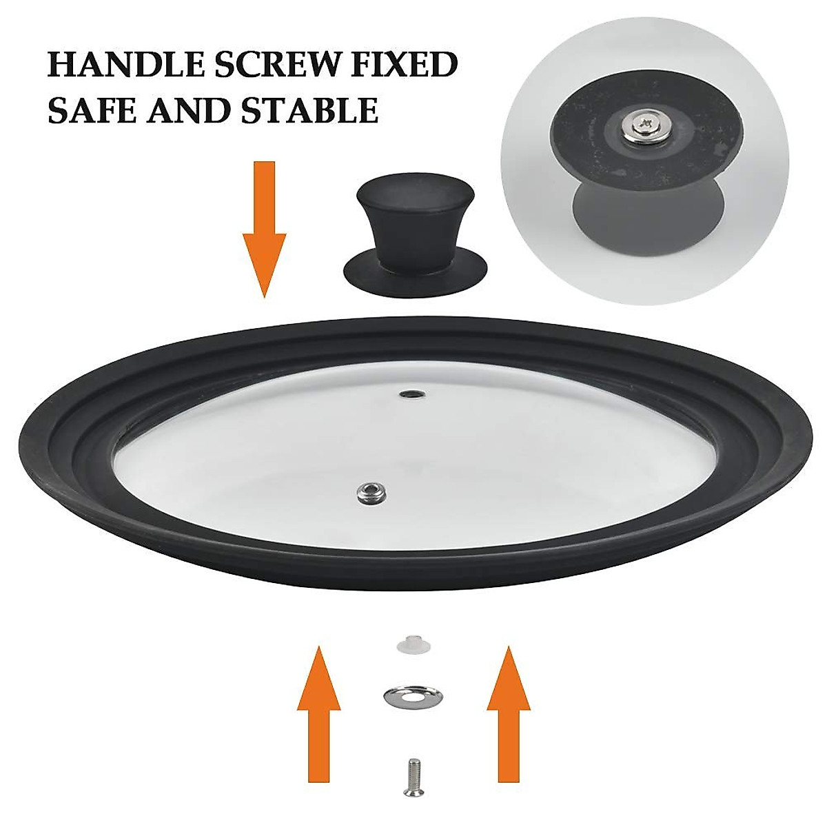 FOCCTS Universal Lid for Pots and Pans, Tempered Glass Skillet Lid, Universal Pan Lid Frying Pan Lid with Heat Resistant Silicone Rim, One Size Fits 10", 11" and 12"