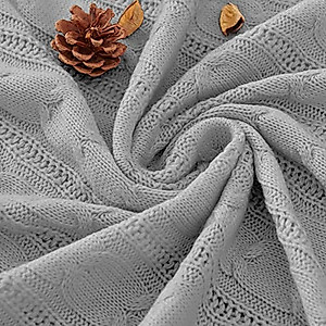 Knit Throw Blanket for Couch 50 x 60 inches Woven Decorative Blankets Cozy Lightweight Throw for Sofa Bed Living Room All Seasons Suitable for Women Men and Kids Grey