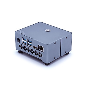 KKSB Odroid N2+ Case | Grey Aluminum Odroid N2+ Enclosure with 80mm Fan | 12mm Momentary Pushbutton Included