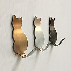Coat Hangers Coat Hooks Wall Mounted 2pcs Self Adhesive Hooks Cat Pattern Storage Holder for Bathroom Kitchen Hanger Stick on Wall Hanging Door Clothes Towel Racks Wall Mounted Modern Coat Rack