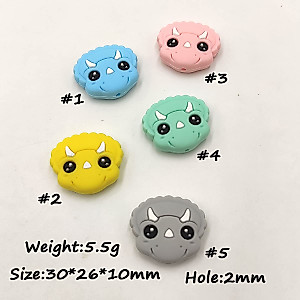 Arakierst 10pcs Silicone Dinosaur Pearl Focal Bead for Pen Mini Cute Silicone Animal Shape Beads for Keychain Making DIY Beading Woman Lanyards Jewelry Craft