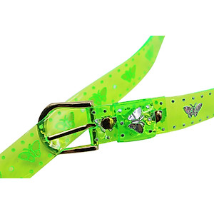 Women Girls Candy Color Holo Butterfly Waist Belt With Buckle Fluorescent Clear Jelly Belt for Jeans Pants Dresses