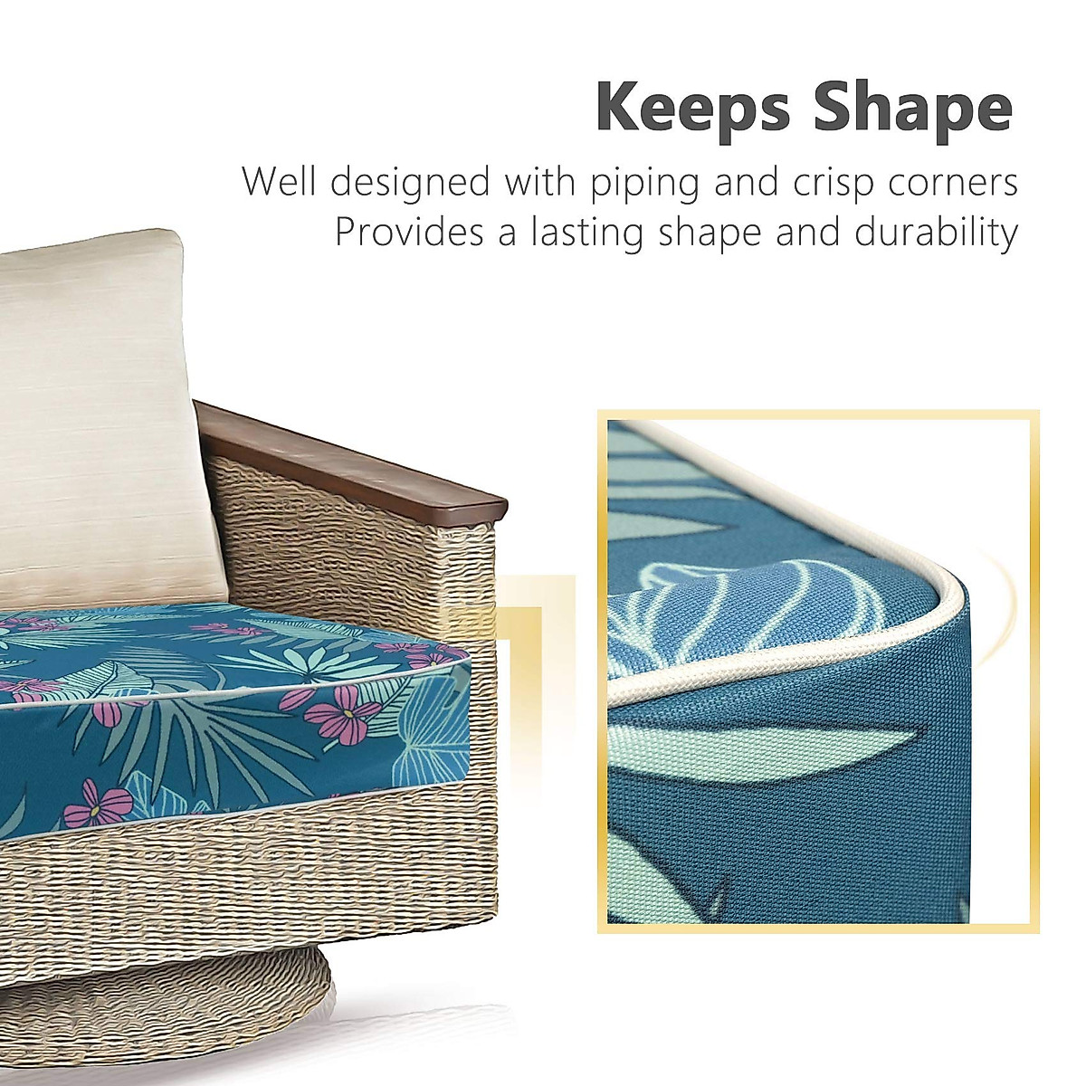 Porch Shield Outdoor Cushion Slipcovers Patio Chair Seat Cushion Covers Set 4 Waterproof Fade Resistant 20 x 18 x 4 inch, Palm Leaf