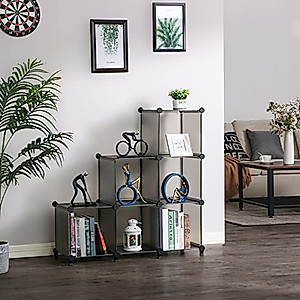 ANWBROAD Cube Storage Organizer 6-Cube Closet Organizers and Storage DIY Modular Plastic Closet Cabinet Book Shelf Cubes Organizer Storage Shelving for Home Bedroom Office Living Room Gray ULCS006H