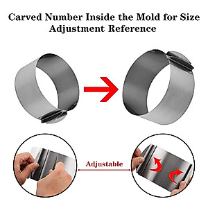 Gutsdoor Adjustable Cake Mold Ring 6-12 Inch Mousse Ring Stainless Steel Cake Mold Set 2-piece Baking Tool (Square+Round)