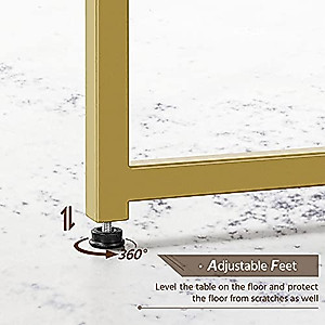 Yaheetech Modern Marble Coffee Table, Faux Accent Round Table Cocktail Table w/X-Base & Sturdy Metal Legs & Protective Foot Pads for Living Room, Mustard Gold