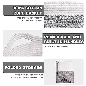DECATHLON Extra Large Rope Storage Basket for Organizing Blanket Storage, Woven Baskets for Storage & Blanket Basket for Living Room, Boho Laundry Basket | Toy Basket for Blankets 22x14…