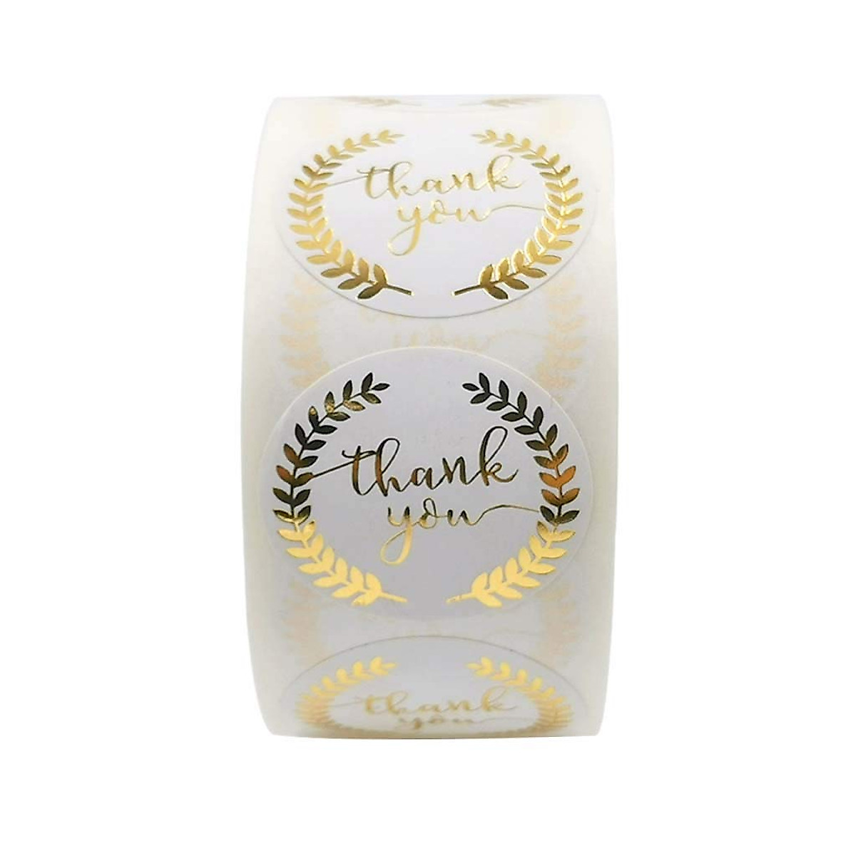 Vxkbiixxcs-o Stickers, 500 Pieces/roll Twig Thank You Sticker Gold Foil Seal Label Wedding Party Stationery