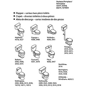Kohler BLUE ASSEMBLY PART GP87449 FLAPPER WITHOUT FLOAT, 2