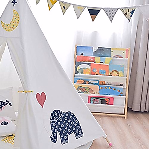 Morimoe Sling Bookshelf Kids Book Rack Storage, Natural Beige (Beige, W:75cm)