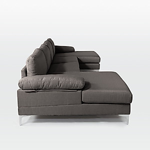 Casa Andrea Milano Modern Large Linen Fabric U-Shape Sectional Sofa, Double Extra Wide Chaise Lounge Couch