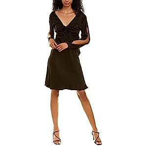 CHASER Womens Twist Front Split A-Line Dress, Xs, Black