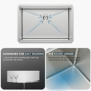 27 Undermount Kitchen Sink - LORDEAR 27x19 Inch 16 Gauge Stainless Steel Kitchen Sinks Under Counter Ledge Workstation Single Bowl Basin