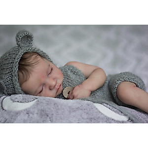 RXDOLL Sleeping Newborn Boy Doll 19 inch Soft Vinyl Silicone Full Body Reborn Baby Dolls Anatomically Correct Baby Boy Realistic Baby Doll Lifelike Reborn Bebe Doll Xmas Gifts