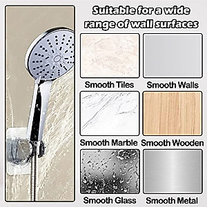 Shower Head Holder with Strong Adhesive, Adjustable Handheld Shower Wand Holder Waterproof Wall Mount Bracket, No Drilling Shower Hose Holder Better Than Suction Cups for Shower Bathroom