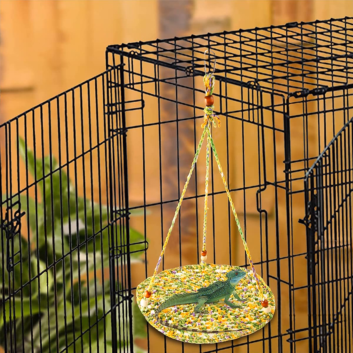 Reptile Hammock Swing Hanging Bed, Cute Lizard Swing Toy, Cotton Lizard Bed, Reptile Summer Bed for Bearded Dragon Leopard Gecko Lizard Birds Parrots Rats (D)