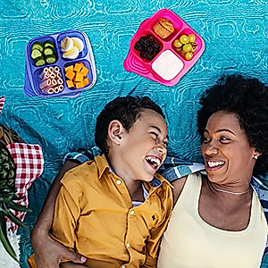 EasyLunchboxes - Bento Snack Boxes - Reusable 4-Compartment Food Containers for School, Work and Travel, Set of 4 (Jewel Brights)