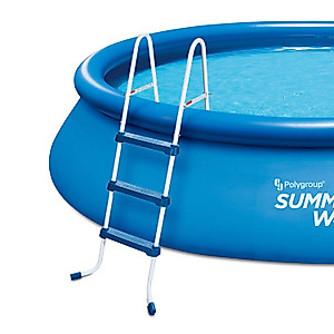 Summer Waves 42 Inch SureStep 3 Step Heavy Duty Steel Outdoor Above Ground Swimming Pool Ladder