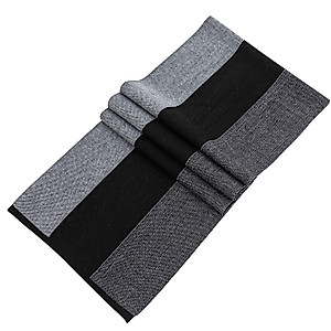 Lallier Men's Merino Wool Scarf, Long Winter Neckwear with Gift Box (Gray Stripe)