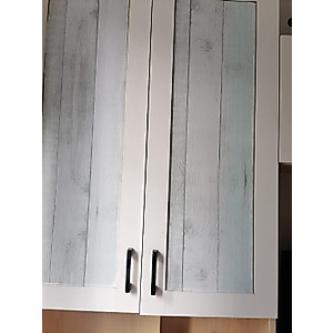 Self Adhesive Rustic Blue Wood Shiplap Contact Paper Shelf Liner for Kitchen Cabinets Dresser Drawer Table Cupboard Walls Furniture Decal 17.7X117 Inches