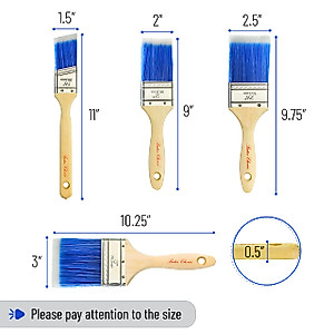 Bates Paint Brushes - 4 Pack, Wood Handle, Paint Brush, Paint Brushes Set, Professional Wall Brush Set, House Paint Brush, Trim Paint Brush, Sash Paint Brush