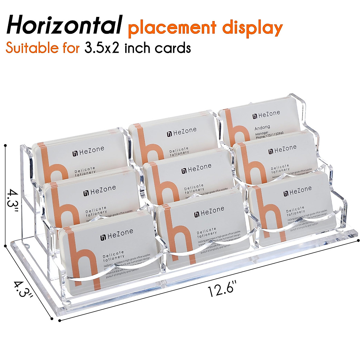 Business Card Holder for Desk, Multiple Cards Display Stand Rack for Women and Men, Clear Acrylic Card Organizer 9 Slot 3 Tiers