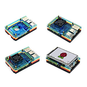 Compatible with Raspberry Pi 4 Case,Colorful Rainbow Acrylic Case with Cooling Fan, 3 PCS Heatsinks for Raspberry Pi 4 Model B