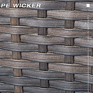 Gardenbee Patio Conversation Set 5-PCS Wicker Outdoor Furniture Conversation Set with 3-Seat Sofa, 2 Armchair, 2 Ottoman Patio Rattan Wicker Sectional Sofa Set with Olefin Cushion, Green