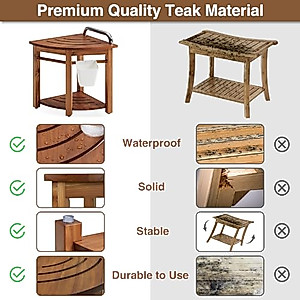 12 Inch Teak Showr Stool and 19 Inch Teak Shower Bench for Inside Shower
