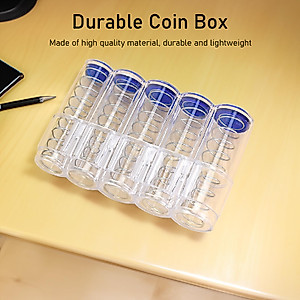 Coin Organizer,Money Boxes,Coin Holder Capsules Coin Changer Dispenser Multi Layer Stackable Large Capacity Coin Storage Tubes Coin Box for Office Bank,Coin Holders for Collectors (Clear)