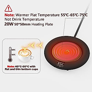 Coffee Mug Warmer, 2022 EasyAcc Coffee Warmer for Desk [with Silicon Cup Lid] Smart Mug Warmer Auto Shut Off, 3 Temp Setting to 167℉, Touch Switch, LED Display Cup Warmer for Office Home -Coffee Gift