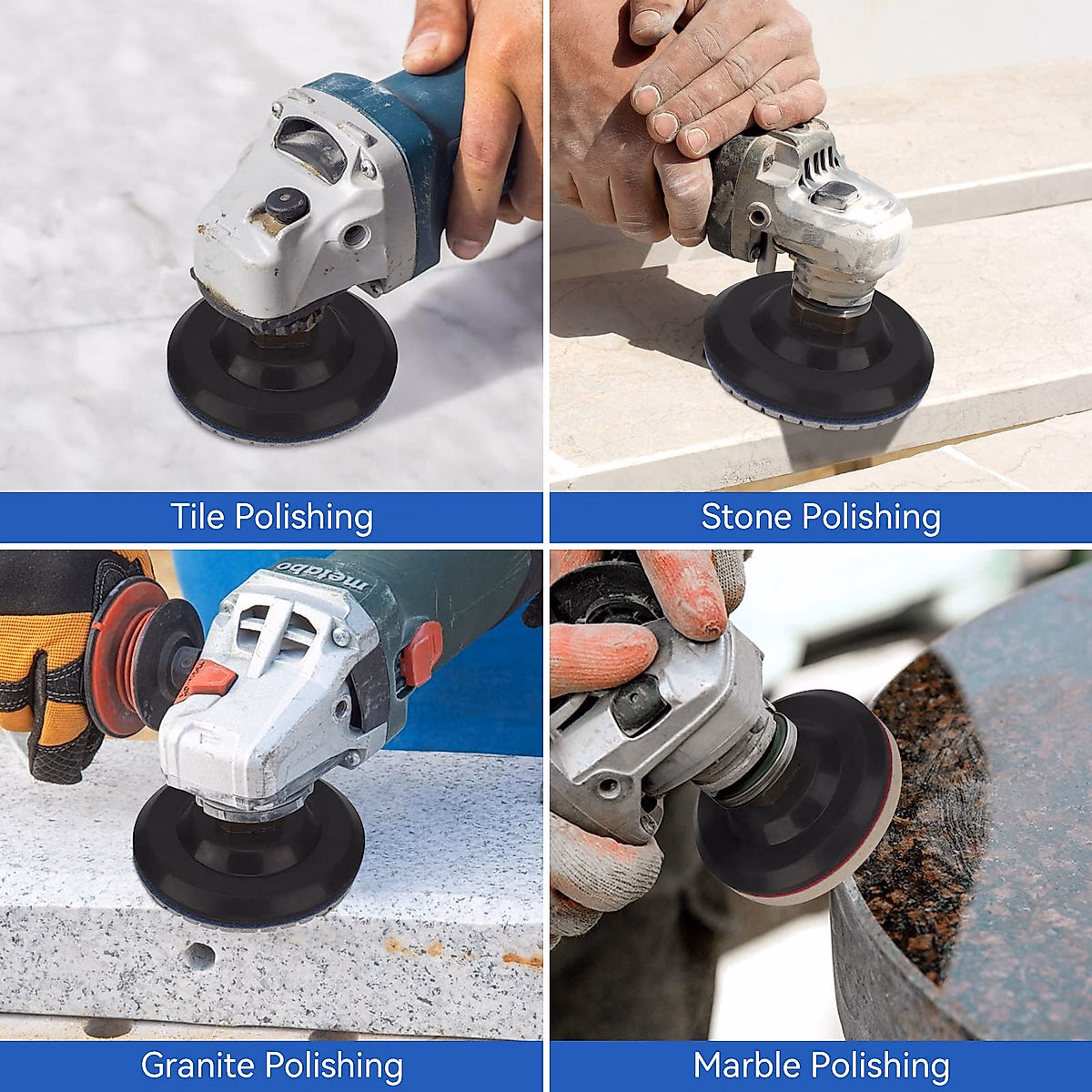 TOOVEM 14 Packs 4 Inch Diamond Polishing Pads with 5/8"-11 Backer Pad, 12 PCS Wet/Dry Polish Pad Kit for Drill Grinder Polisher, 50-8000 Grit Pads for Granite Marble Stone Concrete Countertop Quartz