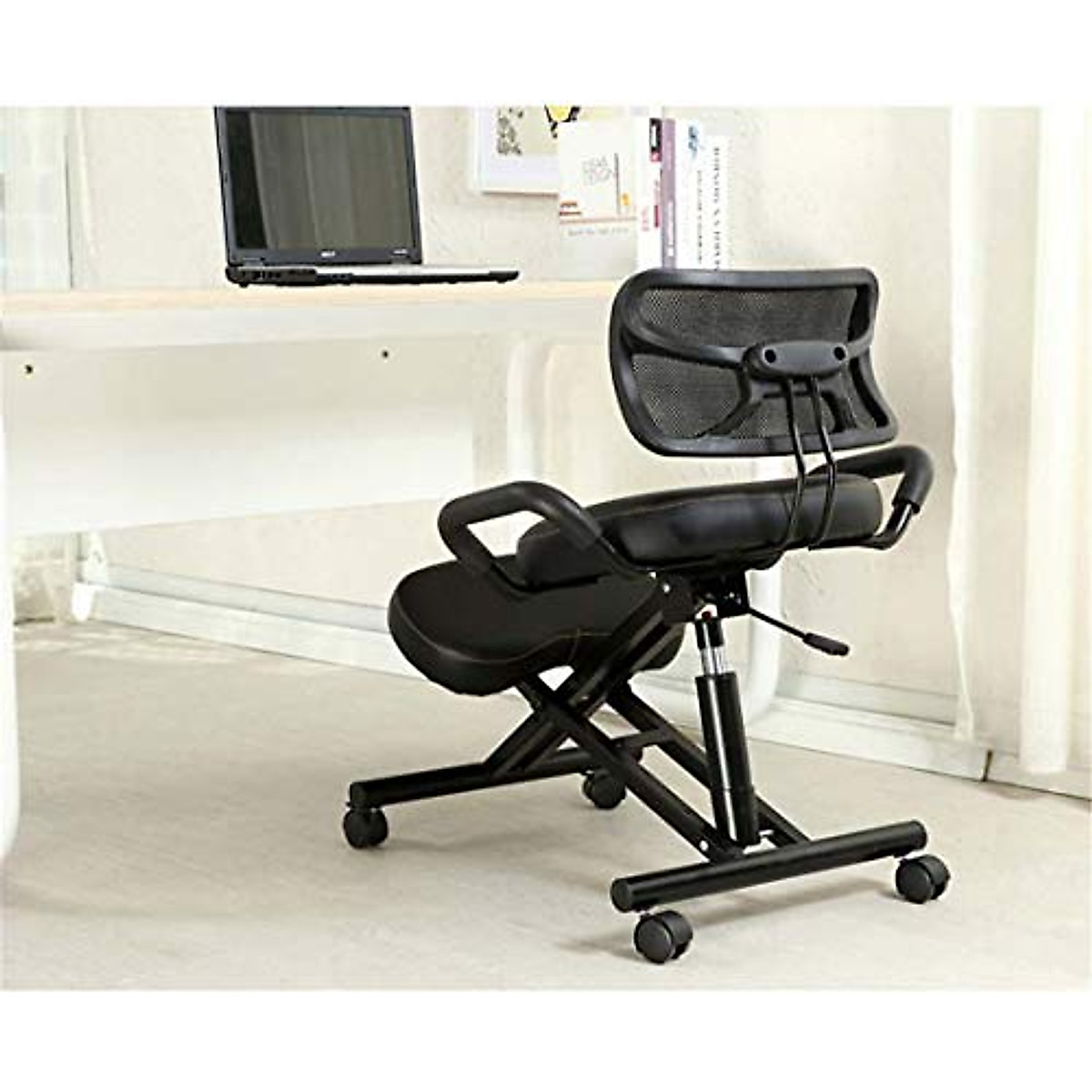 Kneeling Chairs Posture Helps Prevent Coccyx Pain Ergonomic with Handle Cushions Designed Posture with an Angled Office Seat Helps Prevent Coccyx Pain