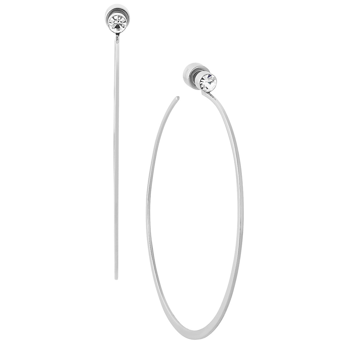 Michael Kors Stainless Steel and Cubic Zirconia Whisper Hoop Earrings for Women, Color: Silver (Model: MKJ6000040)