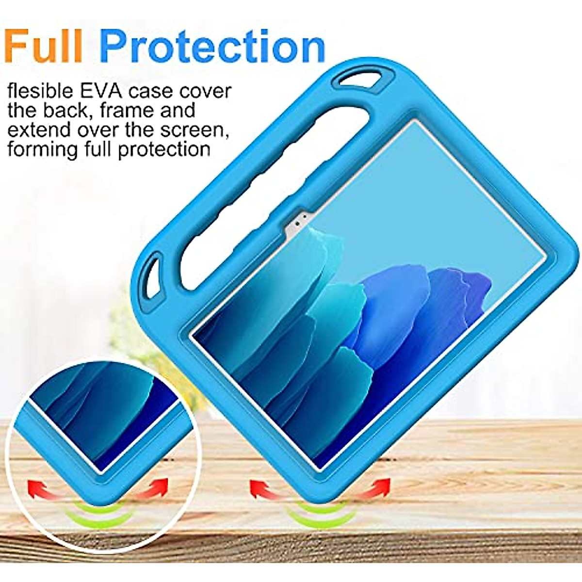 BMOUO Kids Case for Samsung Galaxy Tab A7 10.4 inch 2022/2020 (SM-T500/T503/T505/T507) - with Built-in Screen Protector, Shockproof Light Weight Handle Stand Galaxy Tab A7 10.4 Case for Kids, Blue