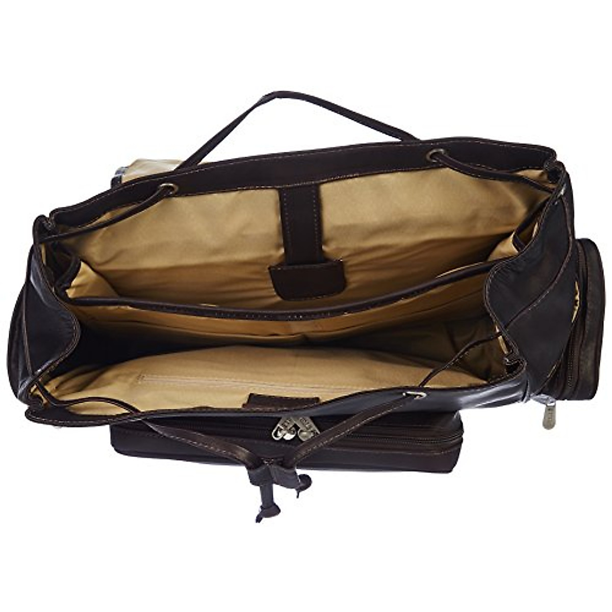 Piel Leather Double Loop Flap-Over Laptop Backpack, Chocolate, One Size