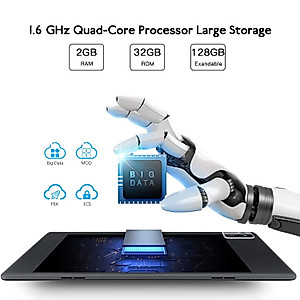 HAPPYBE 10 Inch Tablet Android 10 IPS HD Display Quad-Core 32GB 6000mAh Tablets (Grey)